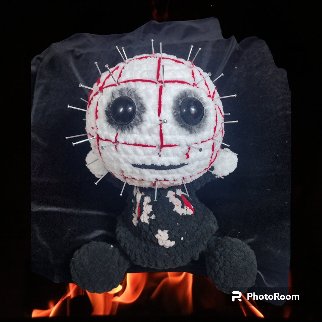 Pinhead Inspired Crochet Plushie-large, Horror Plush, Horror Gift - Etsy