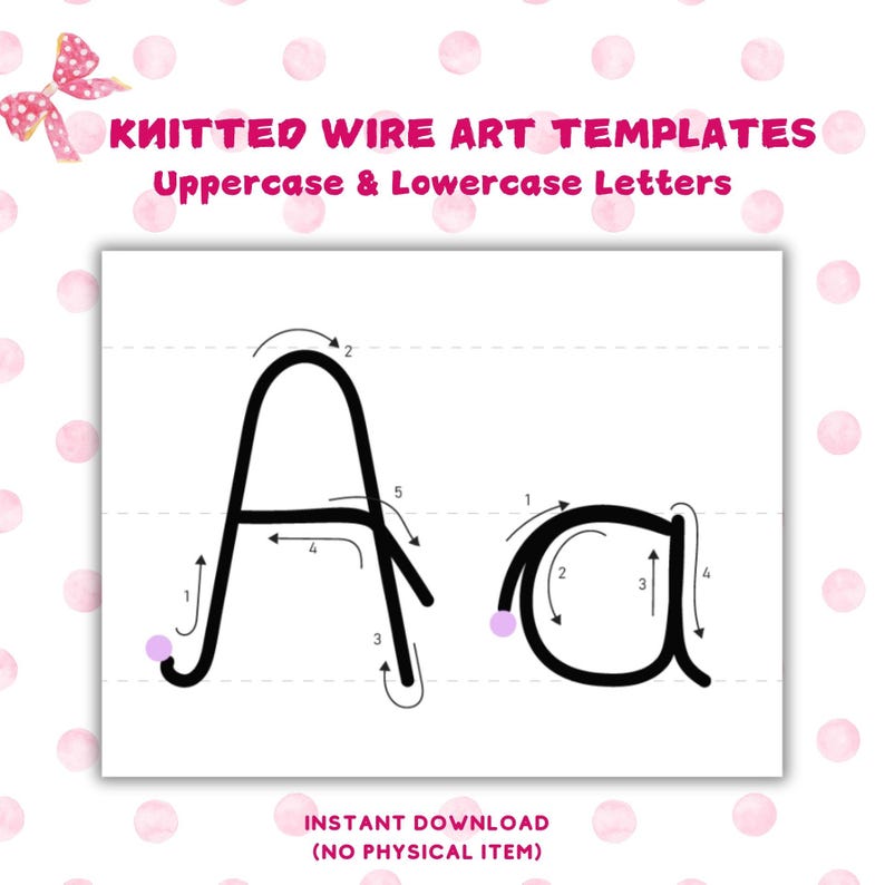 Knitted Wire Art Alphabet Templates: Uppercase & Lowercase (PDF Pattern ...