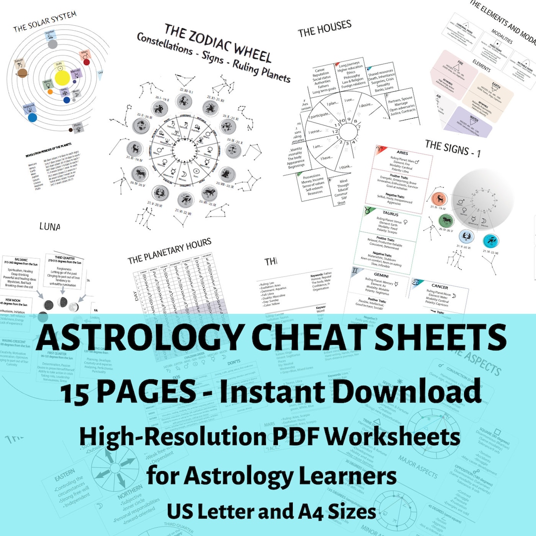 15-page Astrology Cheat Sheets, Basics of Astrology, Astrology for Beginners, Learning Astrology ...