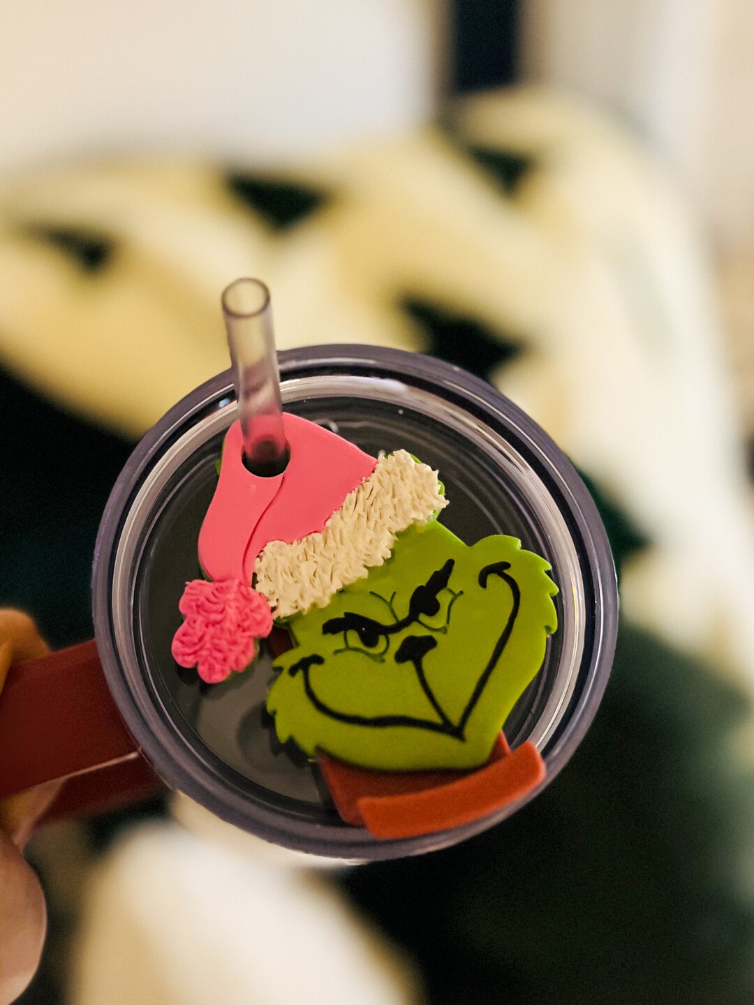 Grinch Pink Tumbler Topper Straw Accessories - Etsy