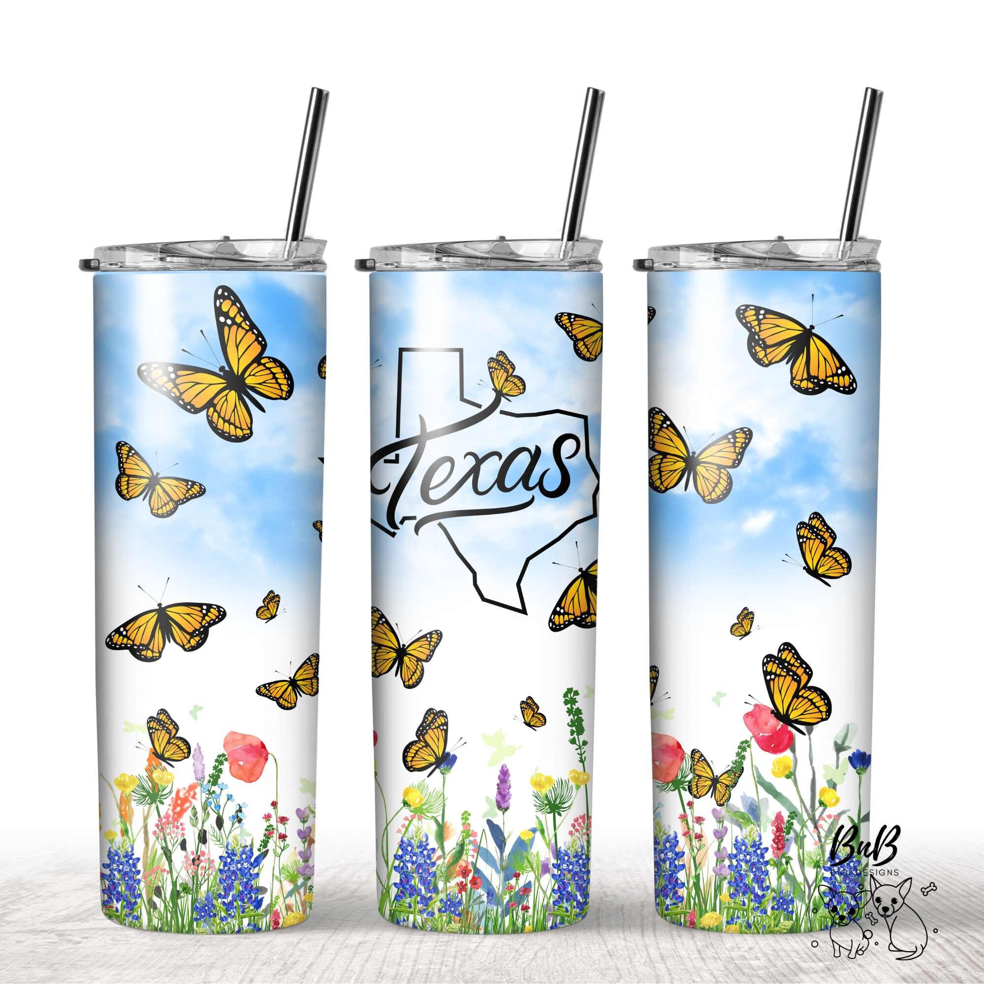 Texas Monarch Butterflies, Wildflowers, and Bluebonnets Spring PNG ...