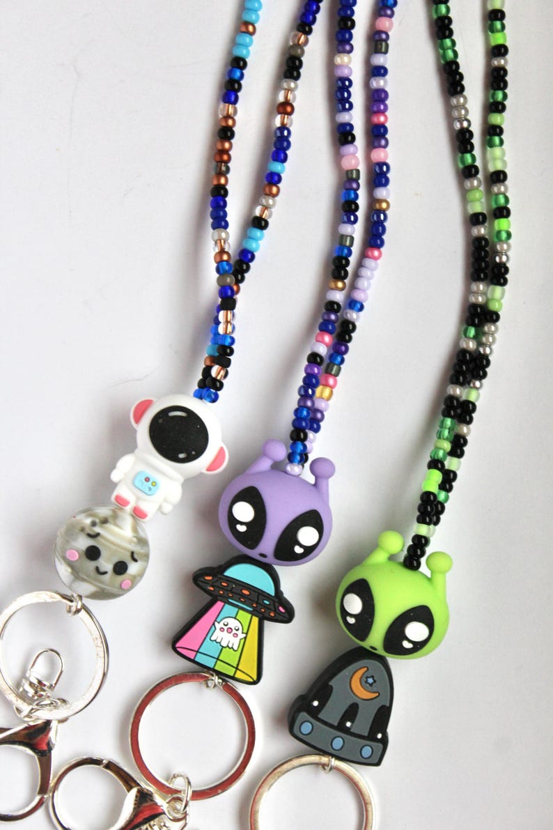 Custom Space Lanyard, Science Teacher Gift, Astronaut Charm Lanyard ...