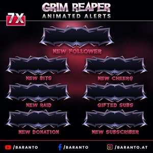 7x Stream Alerts Pack - Grim Reaper | Clean & Modern - Instant Download ...