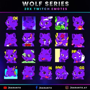 Animated Wolf Twitch Overlay and Emotes Package | Instant Download ...