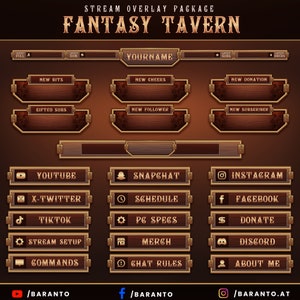 Animated Fantasy Tavern Overlay Twitch Package | Custom Names | Instant ...