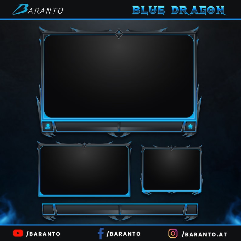 Animated Blue Dragon Overlay Twitch Package | Instant Download / Ready ...