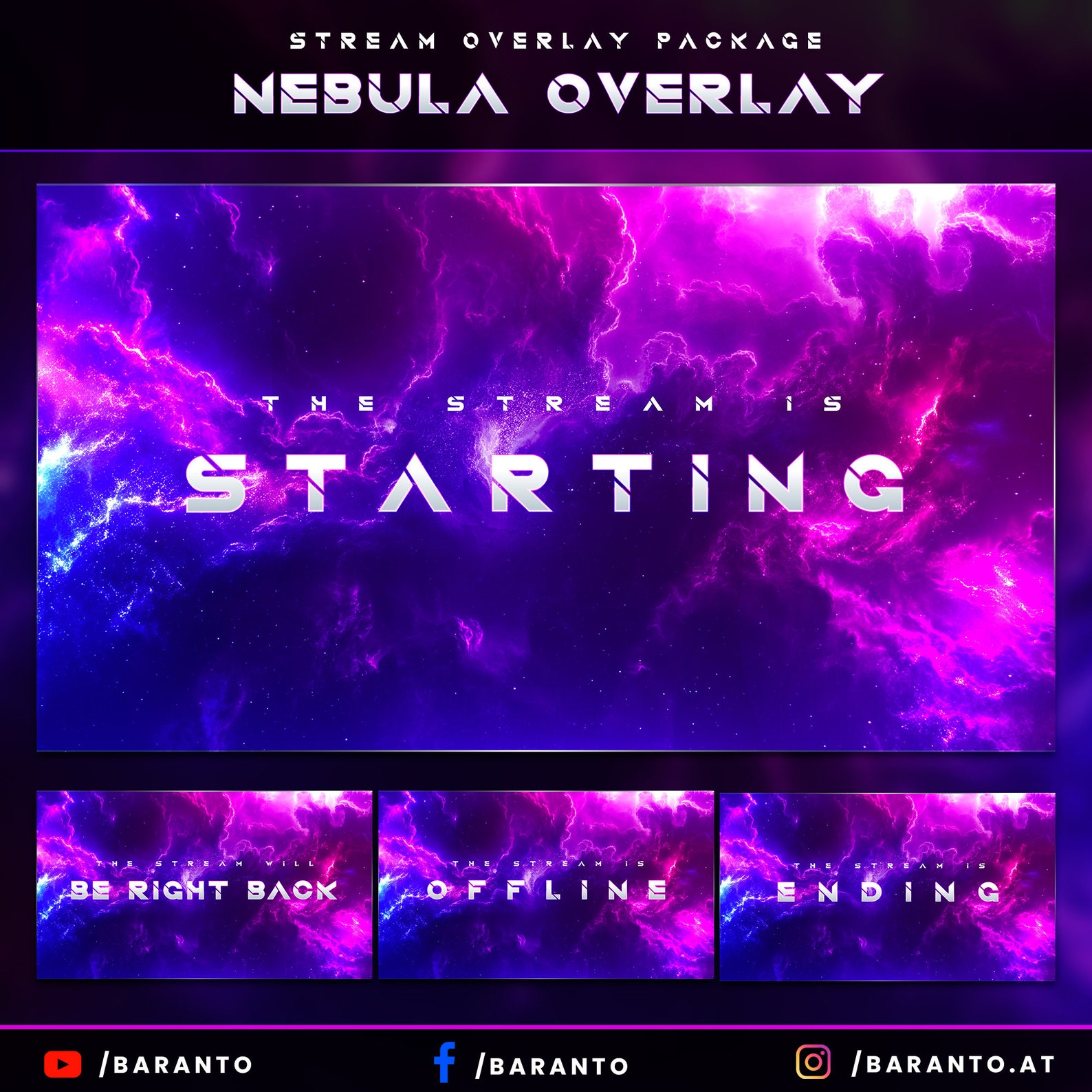 Animated Nebula Galaxy Overlay Twitch Package | Instant Download ...