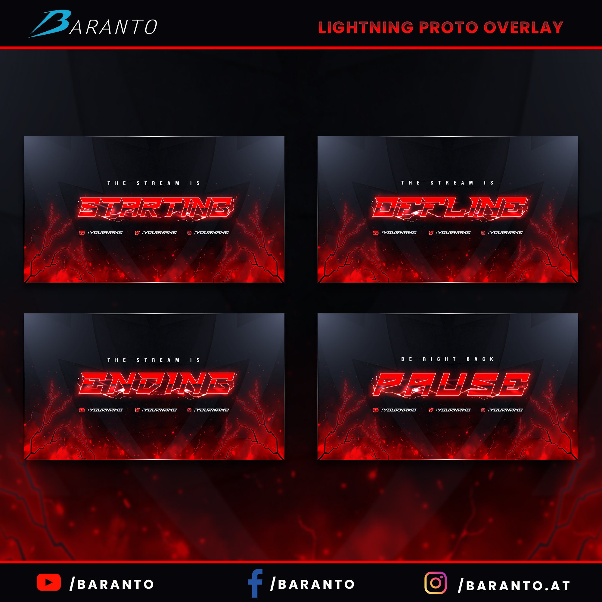 Animated Lightning Proto Overlay Twitch Package Custom Names Instant ...