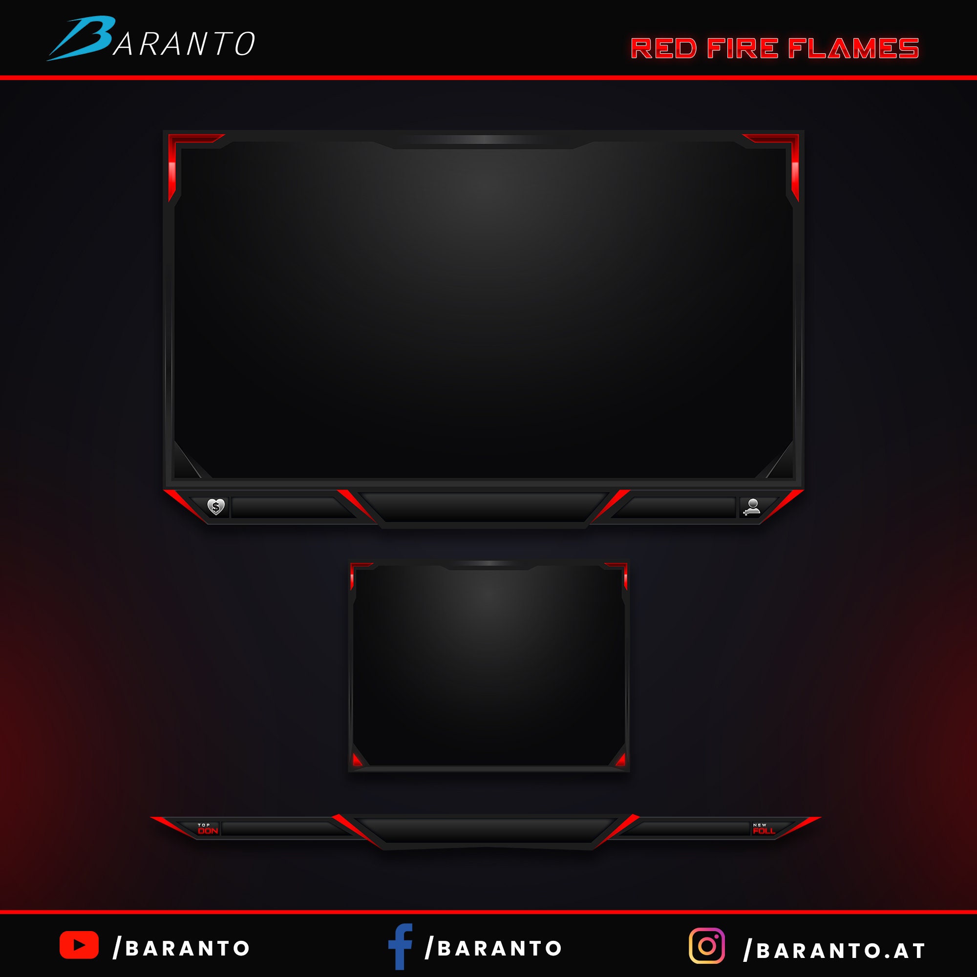 Animated Red Fire Flames Overlay Twitch Package | Instant Download ...