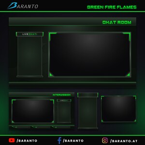 Animated Green Fire Flames Overlay Twitch Package | Instant Download ...