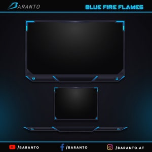 Animated Blue Fire Flames Overlay Twitch Package | Instant Download ...