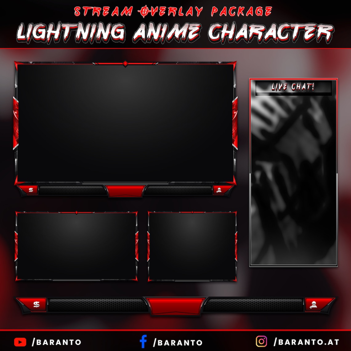 Animated Anime Lightning Blasts Overlay Twitch Package | Instant ...
