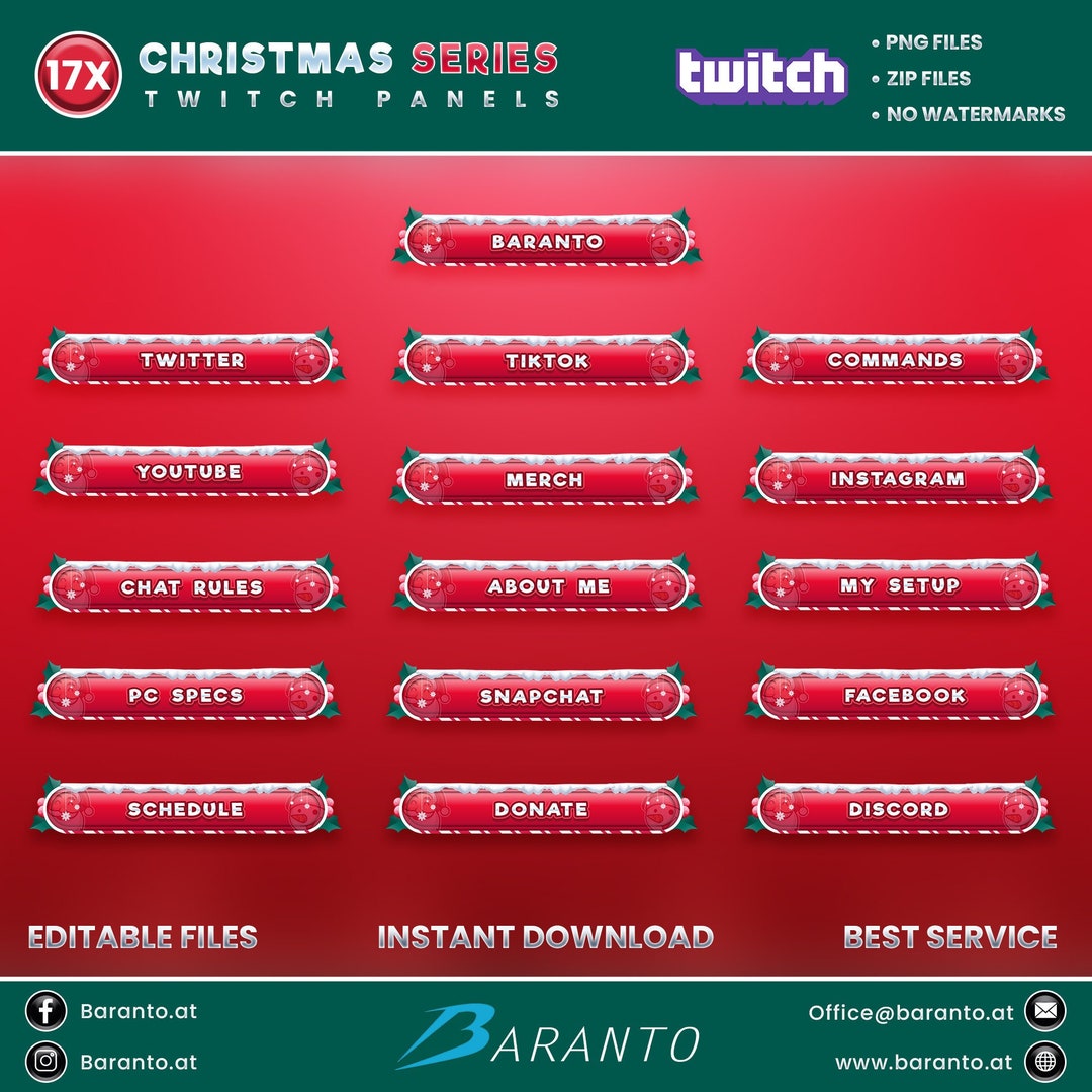 17x Twitch Panels Pack Christmas Series | Twitch Panel | Stream Panel ...