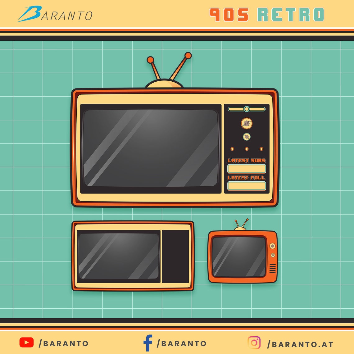 Animated 90s Retro Overlay Twitch Package | Instant Download / Ready to ...