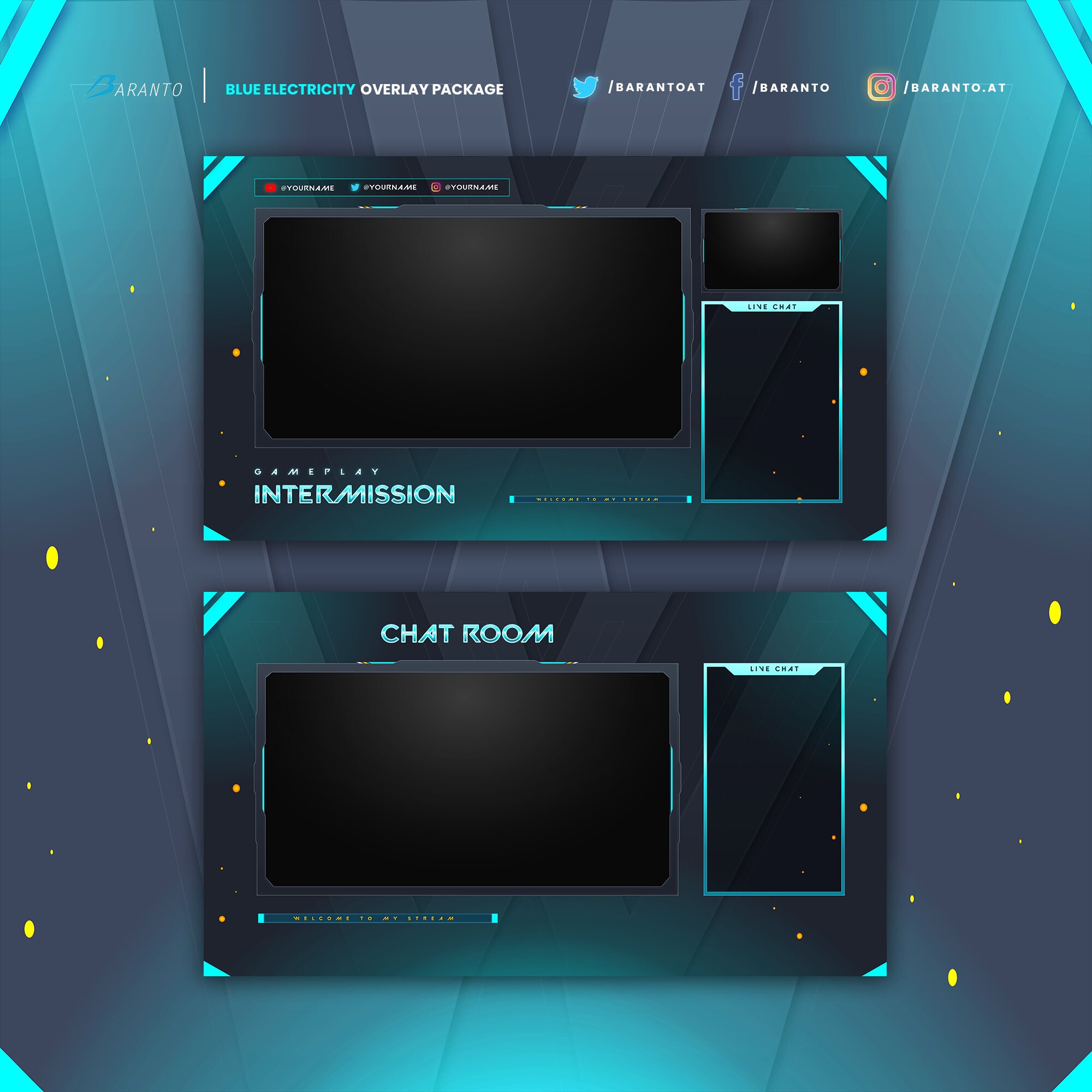 Animated Blue Electricity Overlay Twitch Package Instant - Etsy