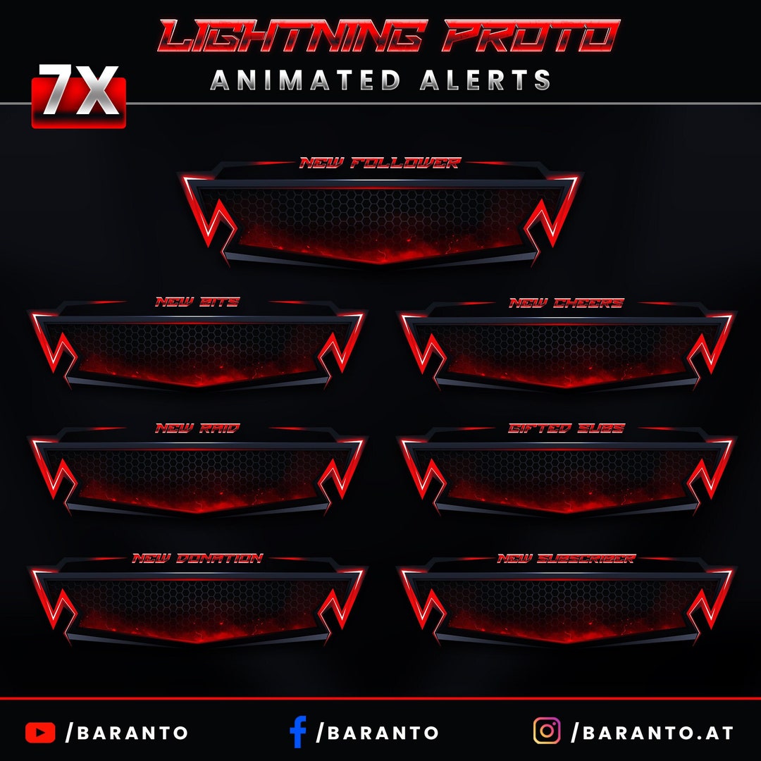 7x Stream Alerts Pack - Lightning Proto | Clean & Modern - Instant ...
