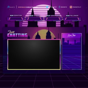 Animated Synthwave Overlay Twitch Package | Instant Download / Ready to ...