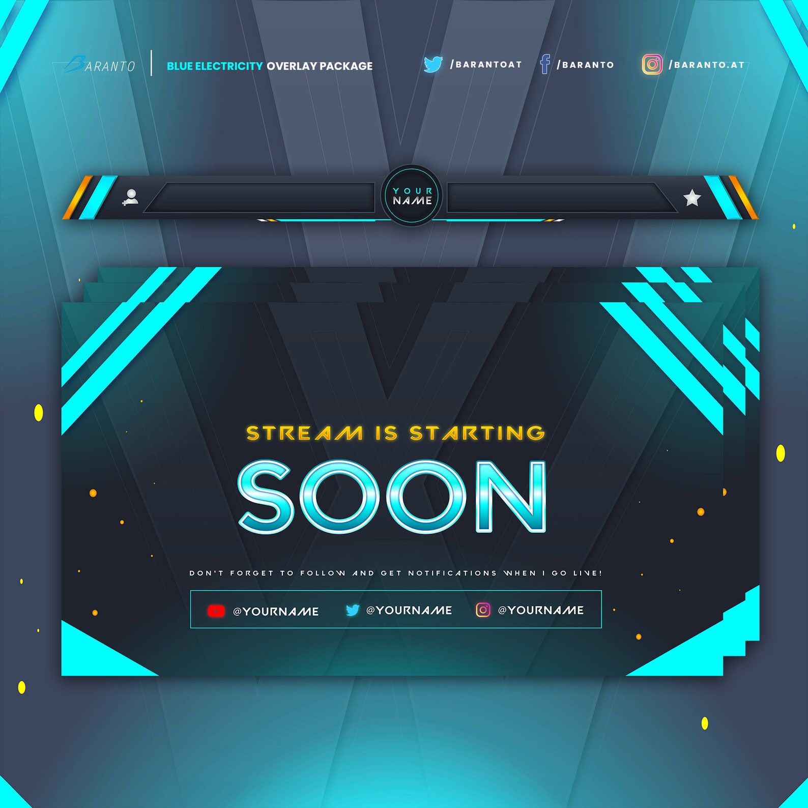 Animated Blue Electricity Overlay Twitch Package Instant - Etsy