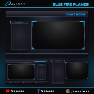 Animated Blue Fire Flames Overlay Twitch Package | Instant Download ...