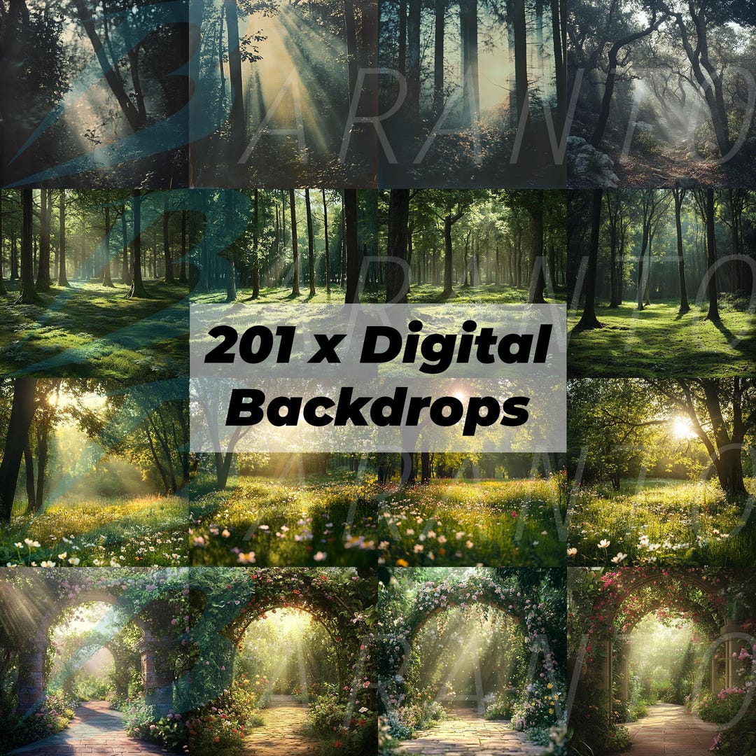 201 X Beautiful Forest Digital Backdrop, Spring Background, Grass ...