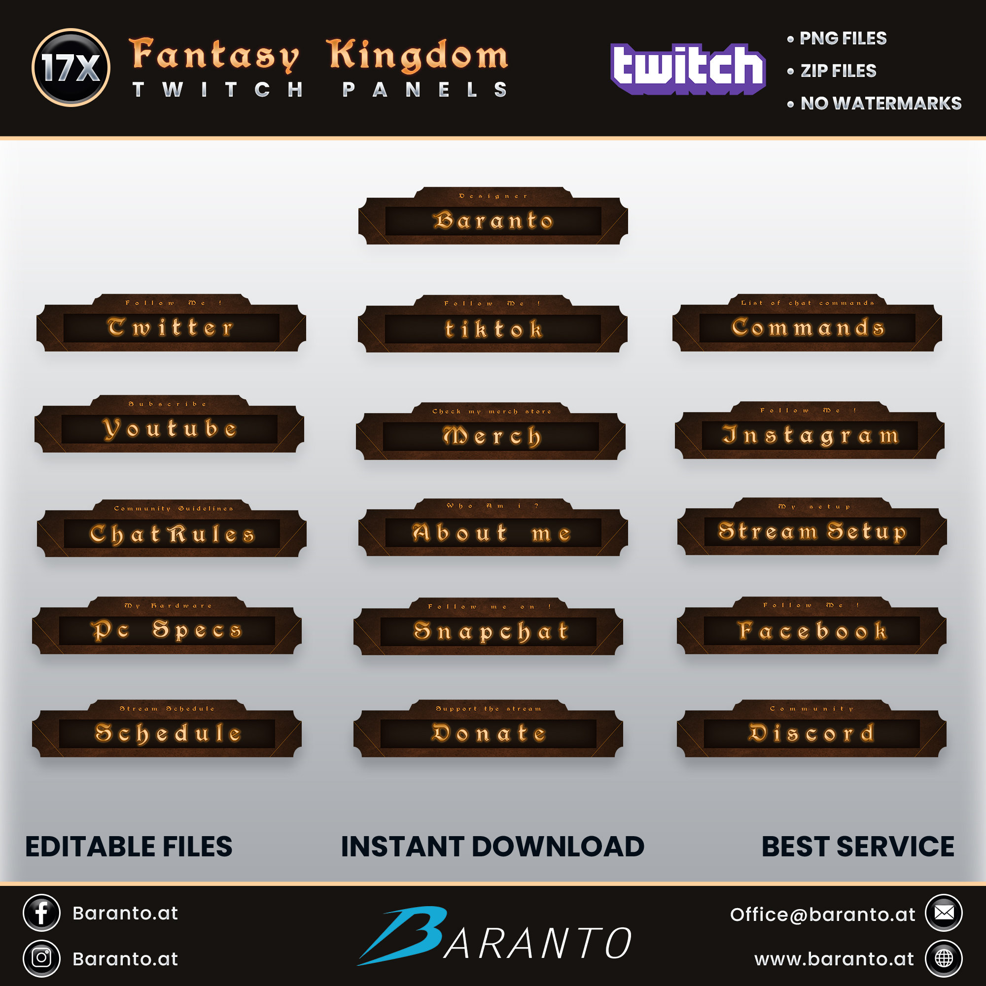 17x Twitch Panels Pack Fantasy Kingdom Series | Twitch Panel | Stream ...