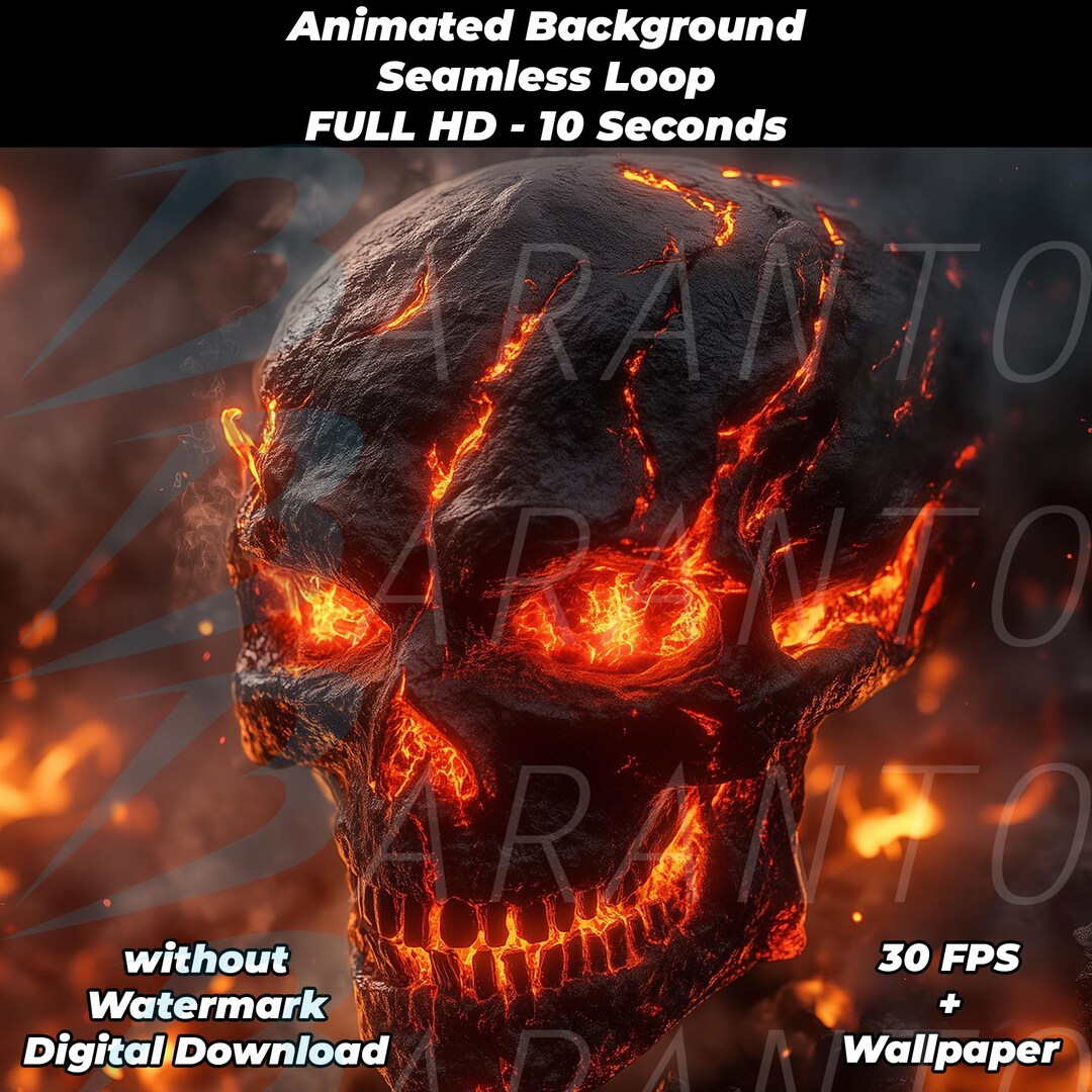ANIMATED Virtual Background VIDEO LOOP | Fire Skull | Flames | Looped ...