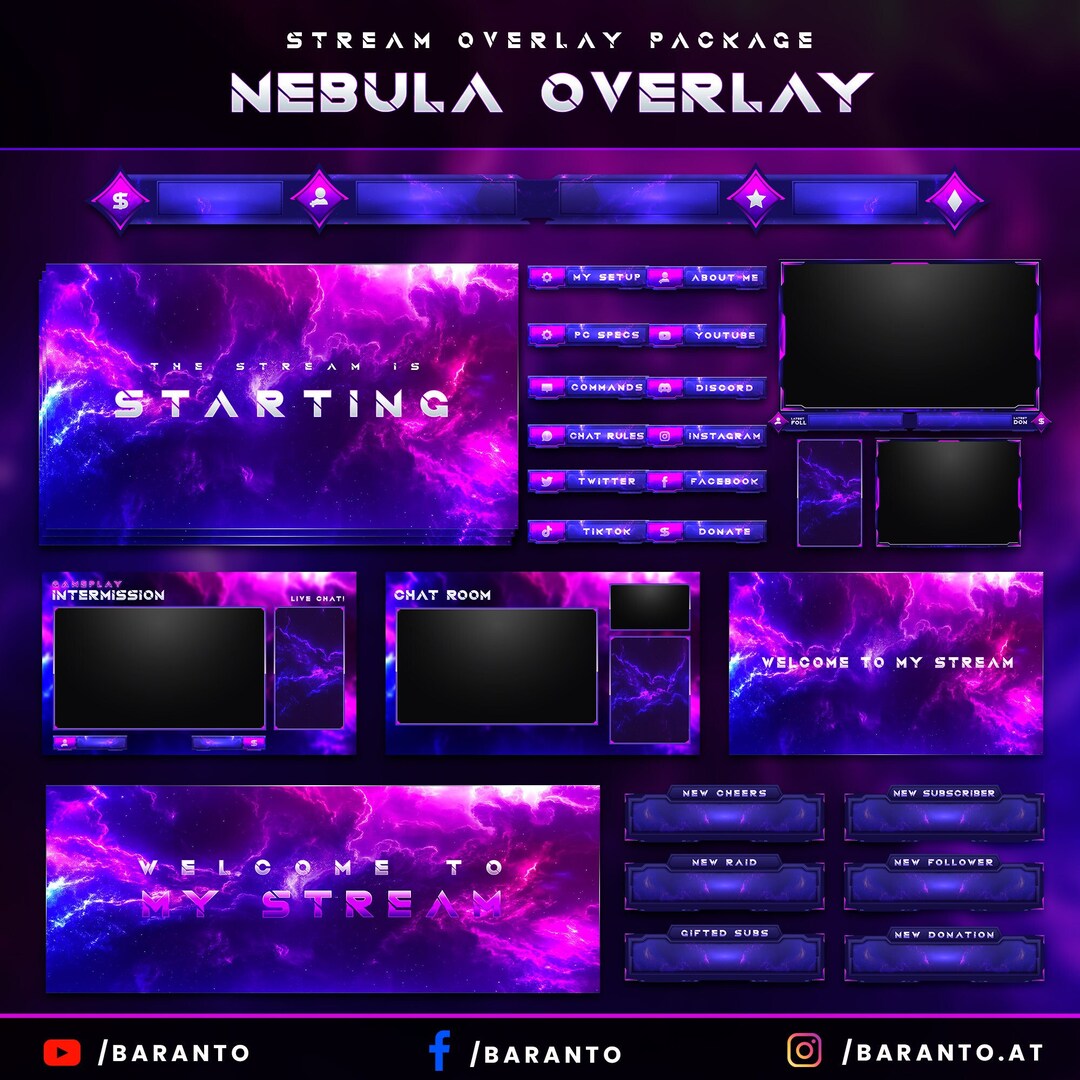 Animated Nebula Galaxy Overlay Twitch Package | Instant Download ...