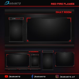 Animated Red Fire Flames Overlay Twitch Package | Instant Download ...