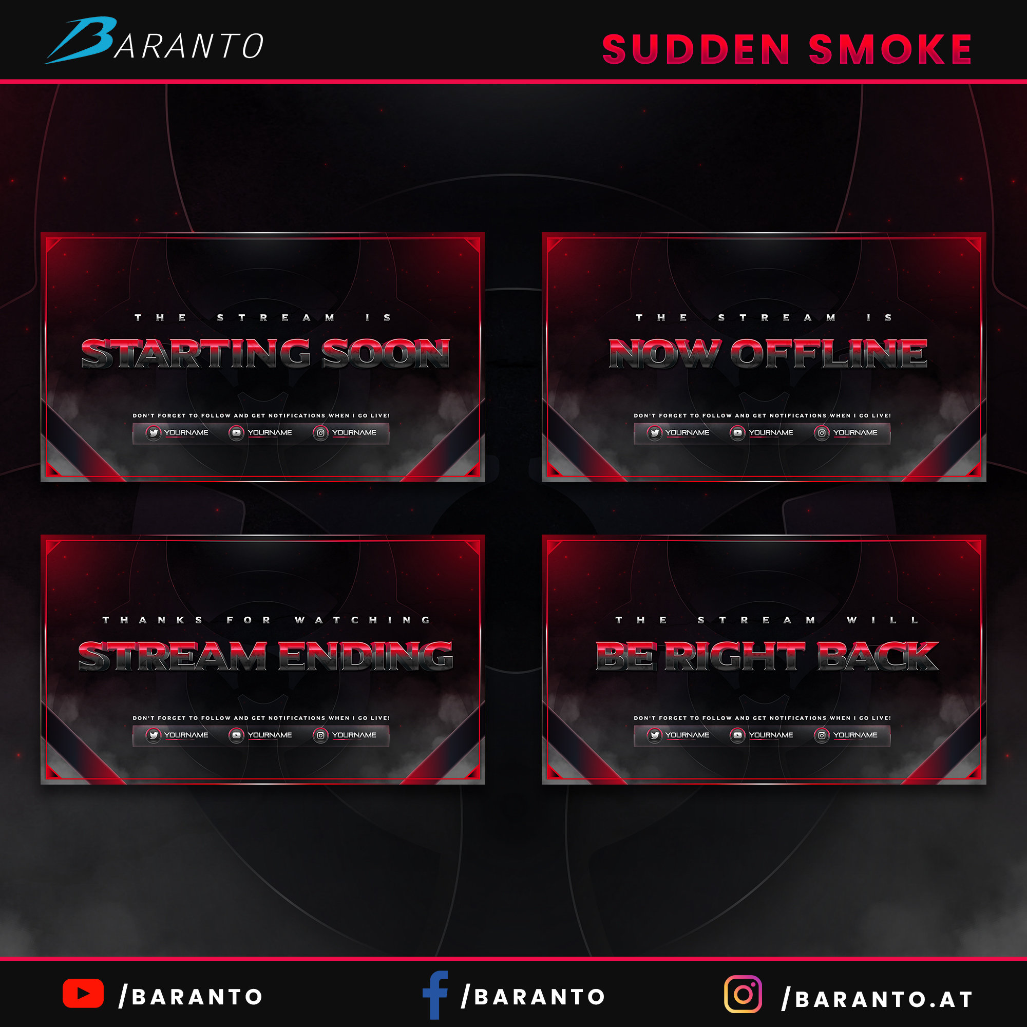 Animated Sudden Smoke Overlay Twitch Package Custom Names Instant ...