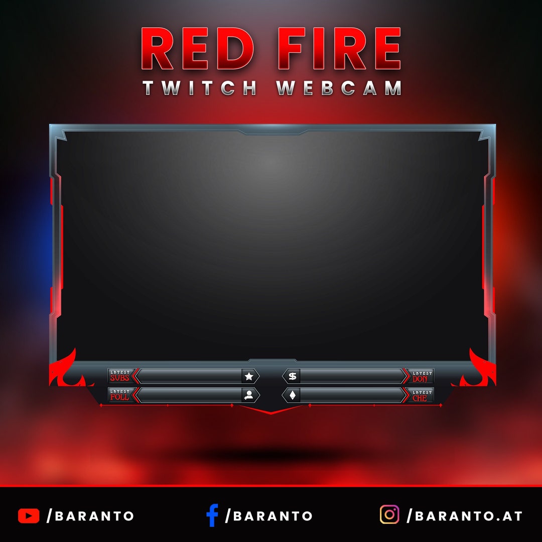 Animated Red Fire Series Twitch Webcam Facecam Border Instant Download ...