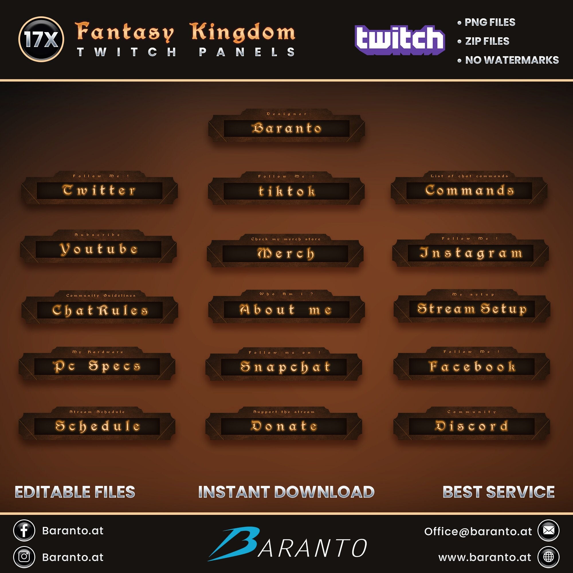 17x Twitch Panels Pack Fantasy Kingdom Series | Twitch Panel | Stream ...