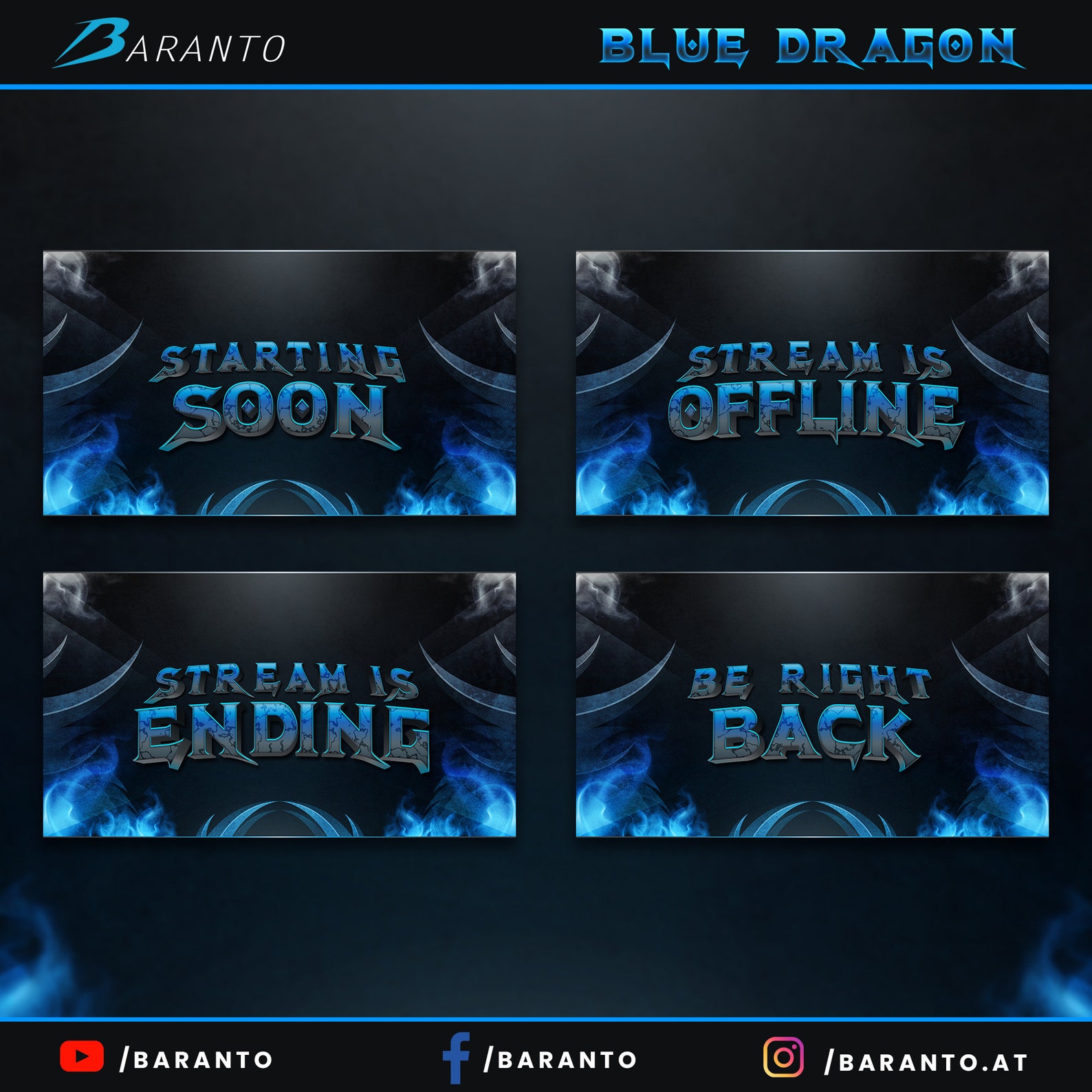 Animated Blue Dragon Overlay Twitch Package | Instant Download / Ready ...
