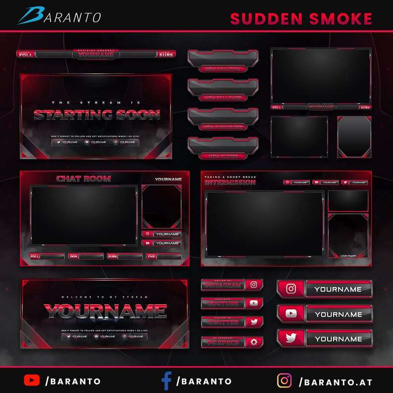 Animated Sudden Smoke Overlay Twitch Package Custom Name Instant ...