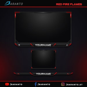 Animated Red Fire Flames Twitch Overlay Package | Custom Names ...