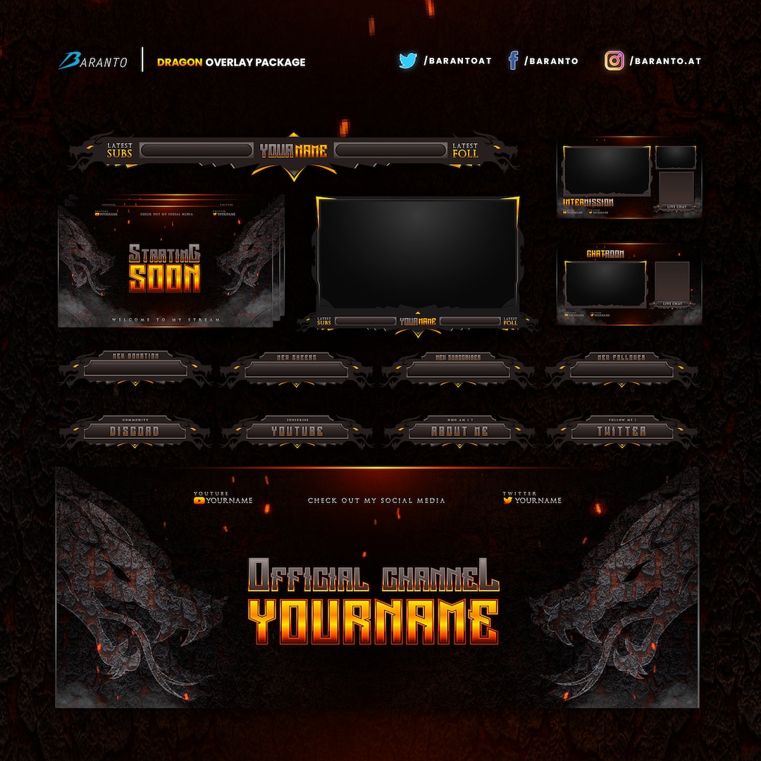Animated Dragon Overlay Twitch Package | Instant Download / Dark ...