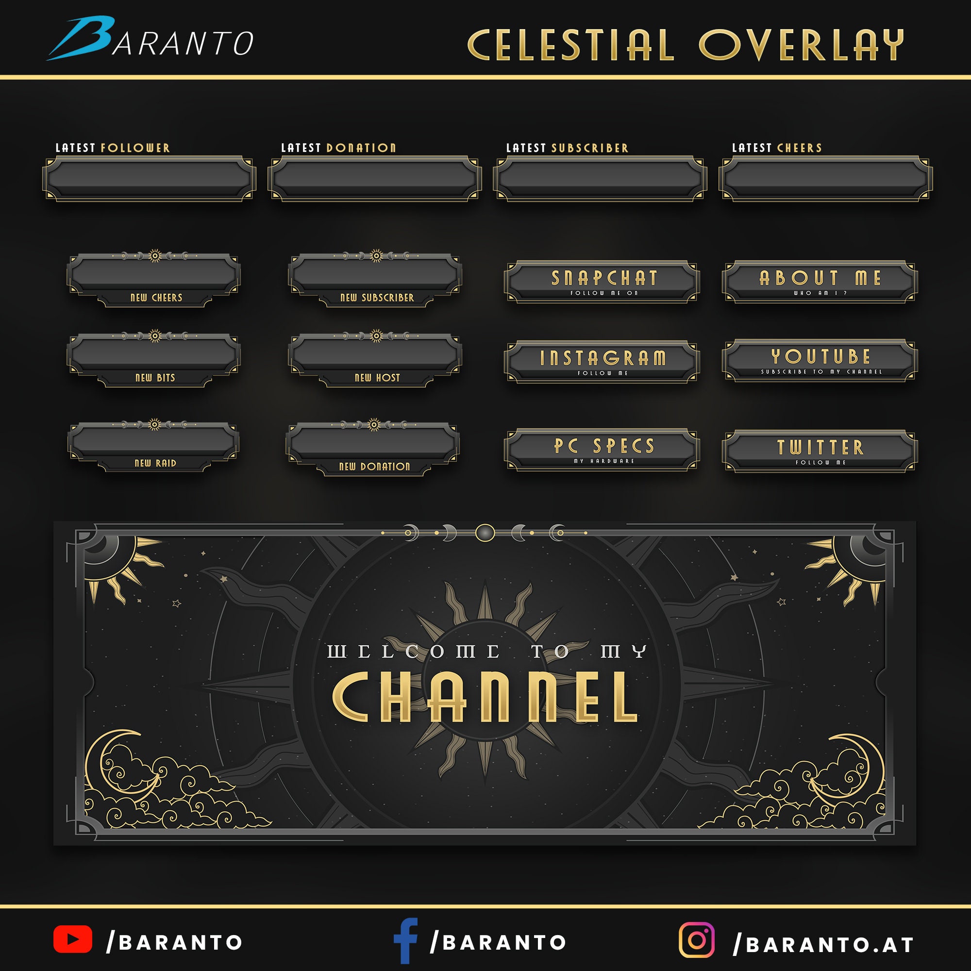Animated Celestial Overlay Twitch Package | Instant Download / Ready to ...