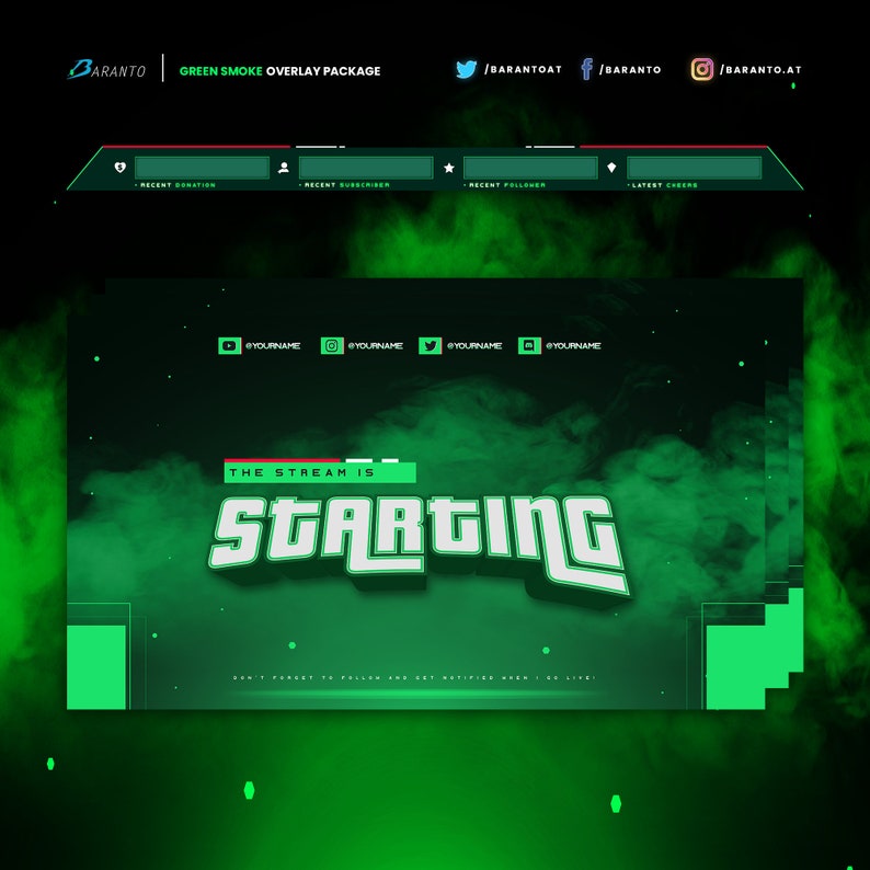Animated Green Smoke Overlay Twitch Package Instant Download / Ready to ...