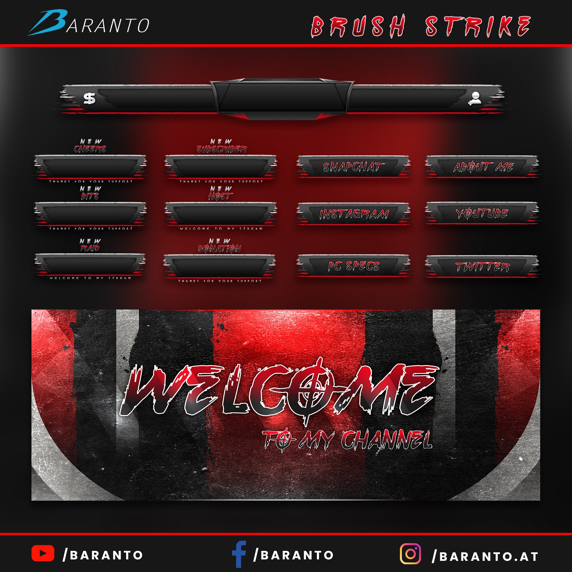 Animated Brush Strike Overlay Twitch Package Instant - Etsy