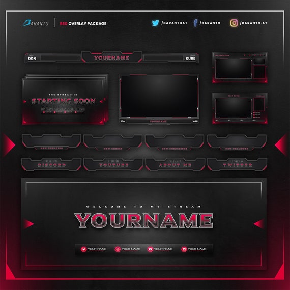 Animated Black/red Overlay Twitch Package Instant Download / - Etsy