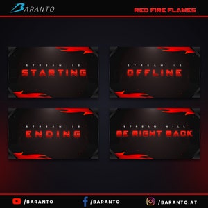 Animated Red Fire Flames Overlay Twitch Package | Instant Download ...