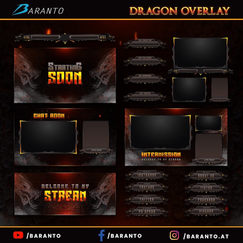 Animated Dragon Overlay Twitch Package | Instant Download / Ready to ...