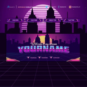 Animated Synthwave Overlay Twitch Package | Instant Download / Ready to ...
