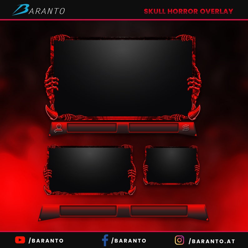 Animated Halloween Skull Horror Overlay Twitch Package Custom Name ...
