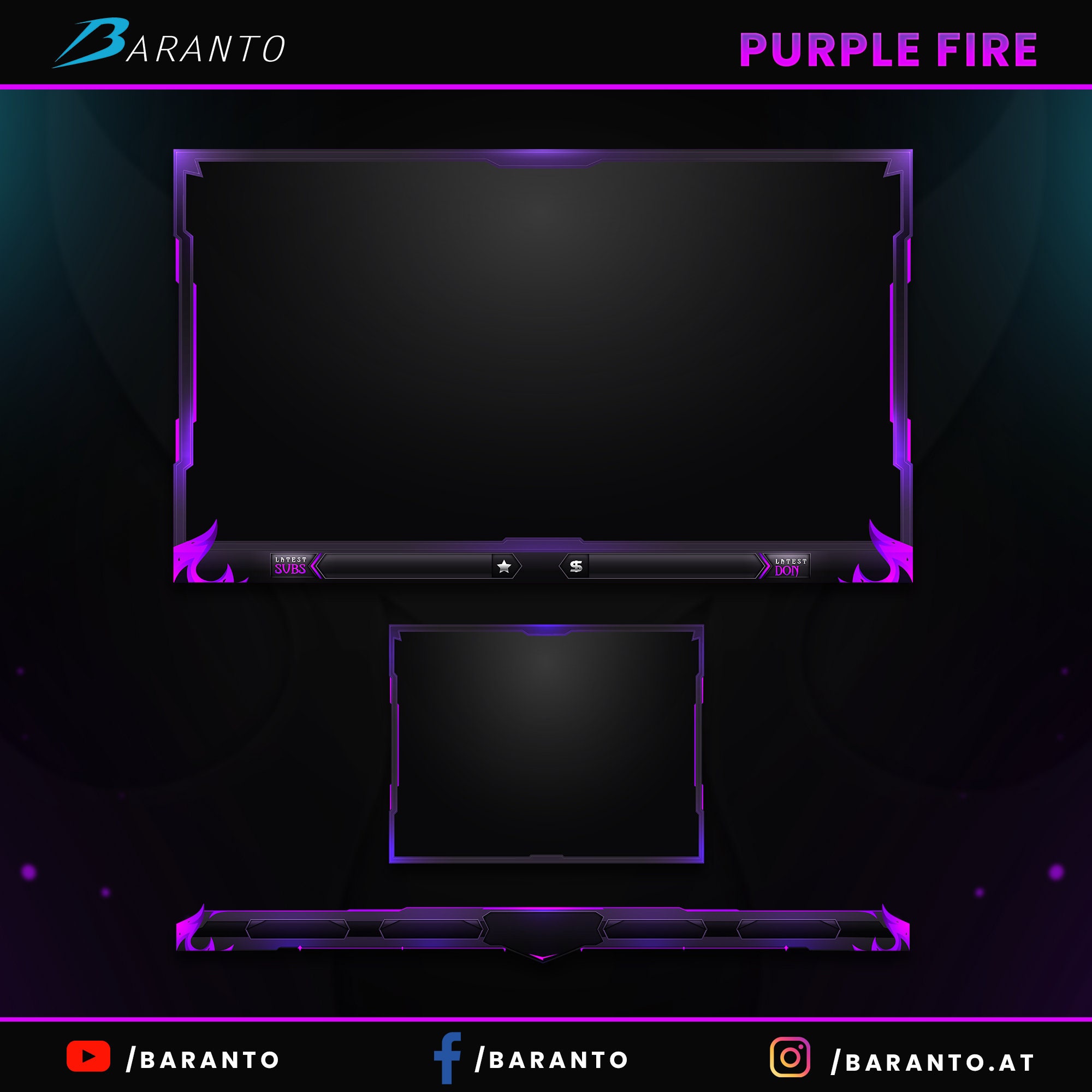 Animated Purple Fire Overlay Twitch Package | Instant Download / Ready ...