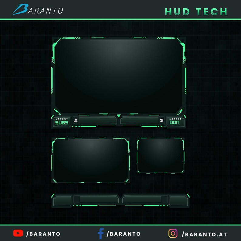 Animated HUD TECH Overlay Twitch Package Custom Name Instant Download ...