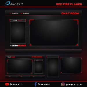 Animated Red Fire Flames Twitch Overlay Package | Custom Names ...
