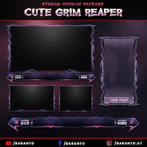 Animated Cute Grim Reaper Overlay Twitch Package | Instant Download ...