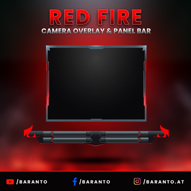 Animated Red Fire Series Twitch Webcam Facecam Border Instant Download ...