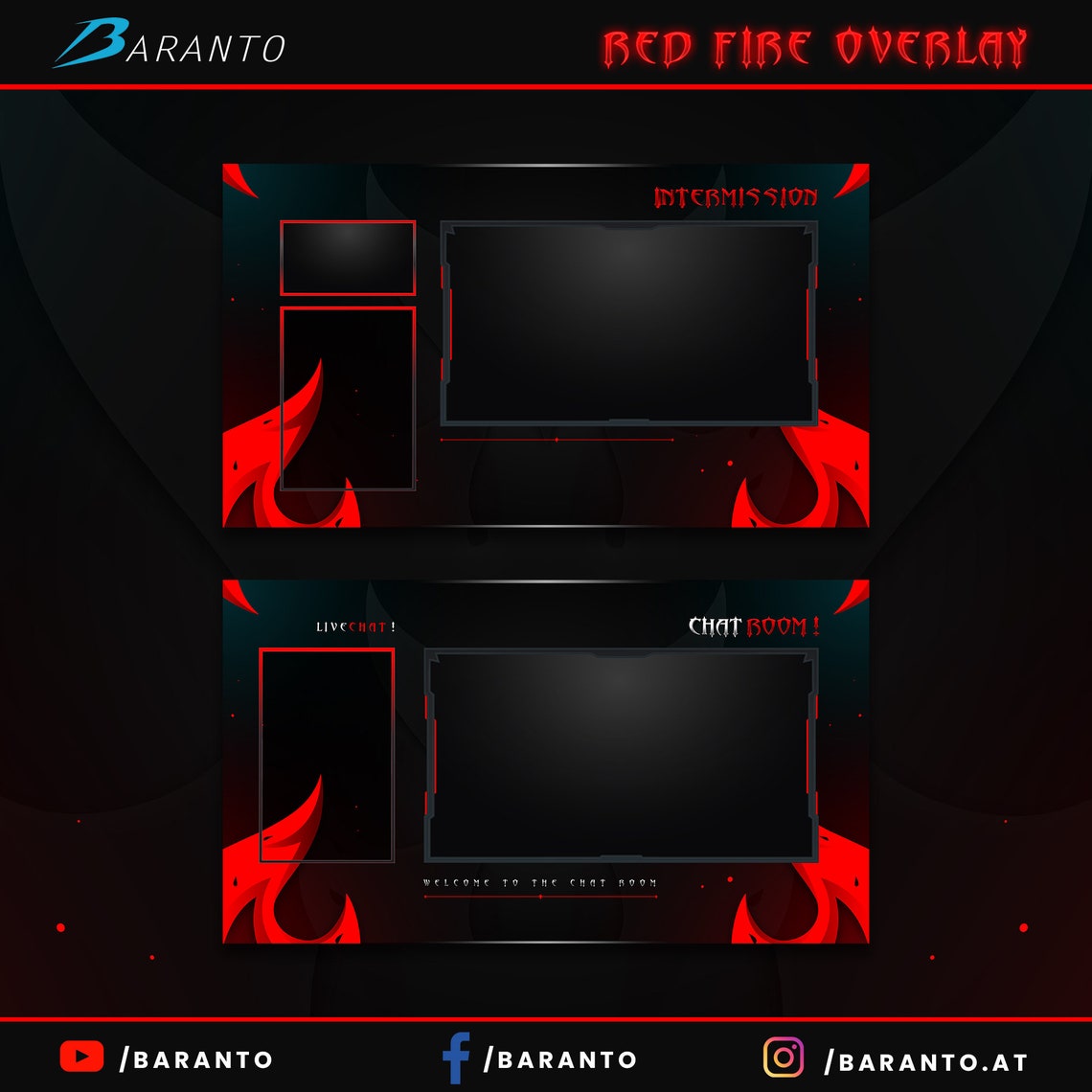 Animated Red Fire Overlay Twitch Package | Instant Download / Ready to ...