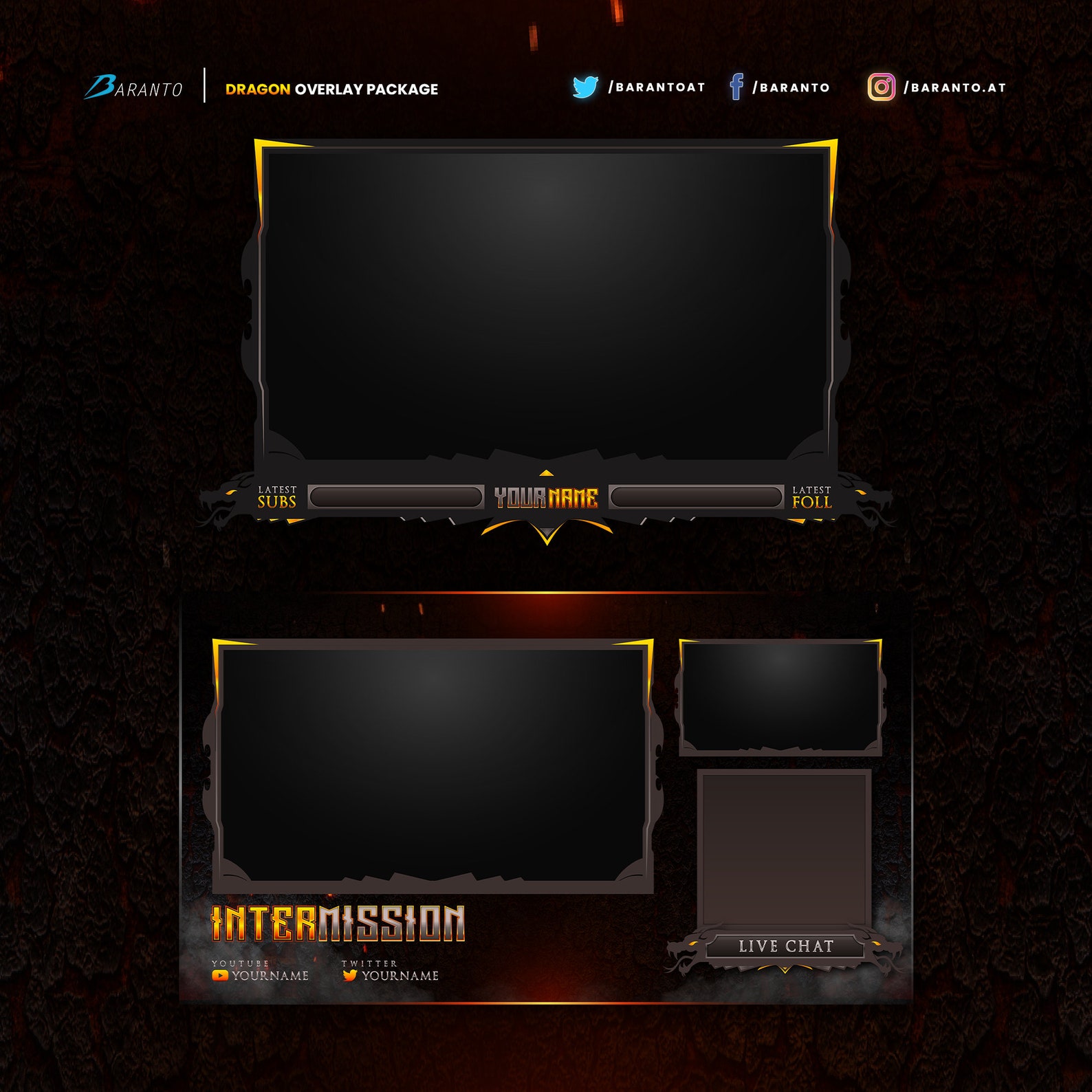 Animated Dragon Overlay Twitch Package Instant Download / - Etsy
